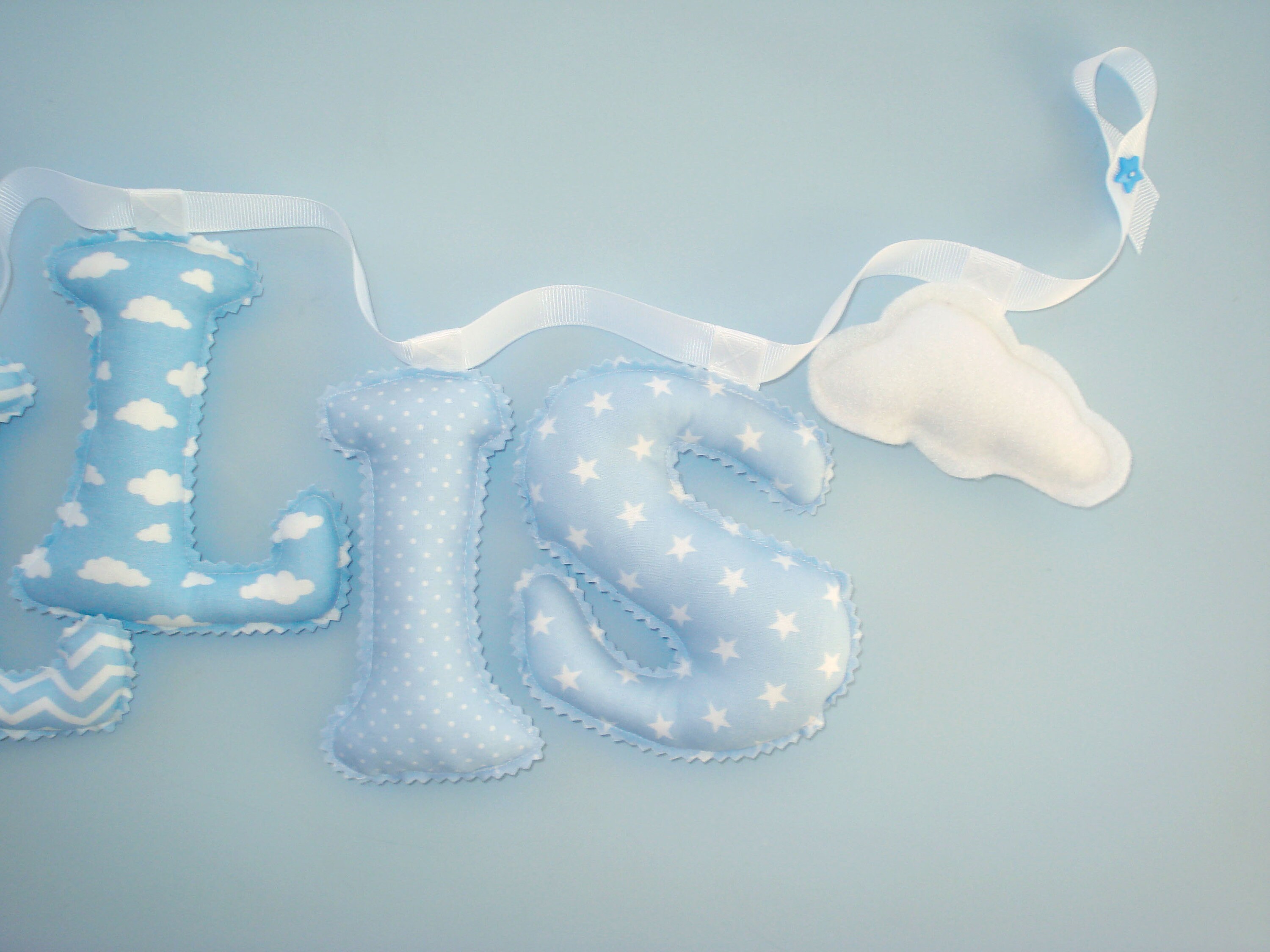 Name Sign,name Banner,baby Blue ,boy Name Wall Art,fabric Letters With ...