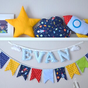 Name Sign,name Banner,baby Blue ,boy Name Wall Art,fabric Letters With ...