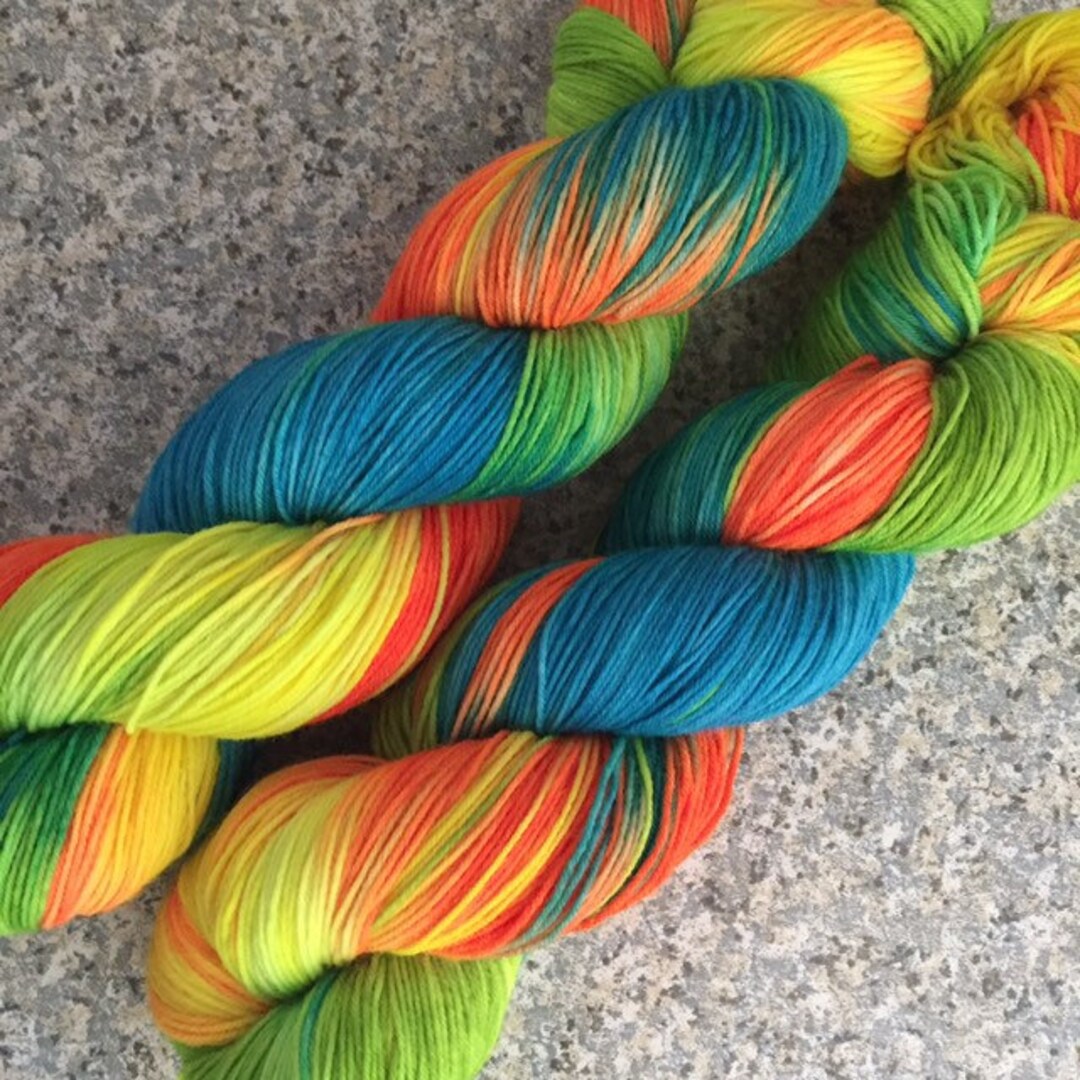 Neon Hand Dyed Sock Yarn, Fluorescent Merino Wool Blend, I'm Still ...
