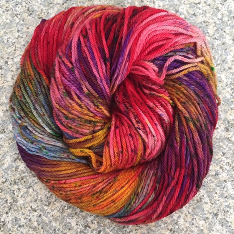 Hand Dyed Speckled Yarn Rainbow Yarn Worsted Weight PK | Etsy