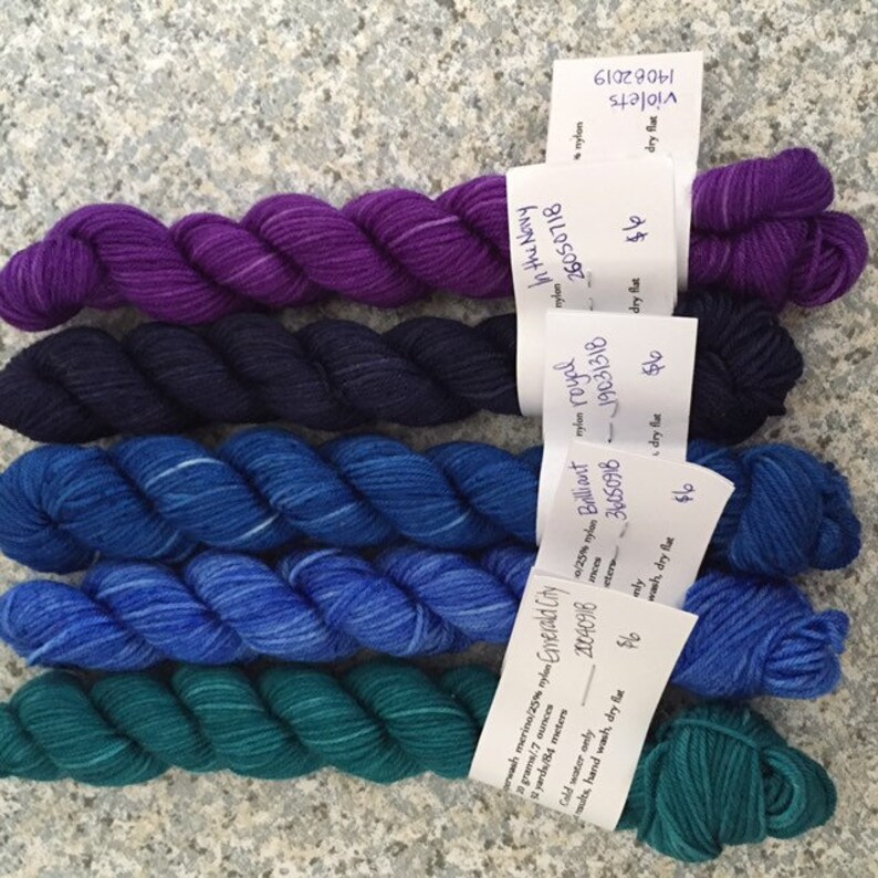 Individual Mini Skeins Hand Dyed Fingering Weight Sock Yarn | Etsy