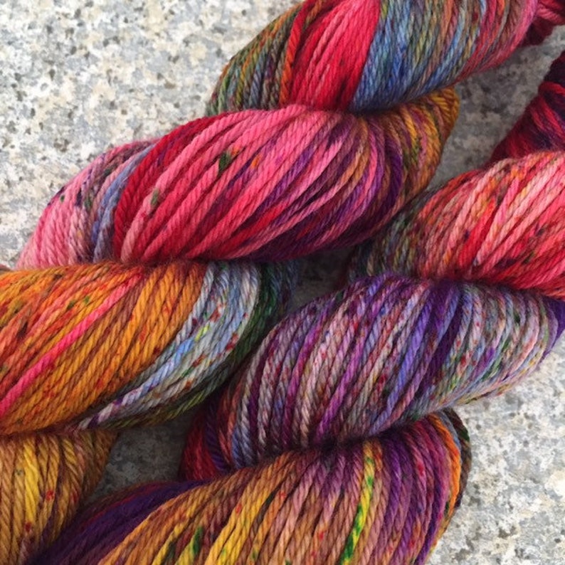 Hand Dyed Speckled Yarn Rainbow Yarn Worsted Weight PK | Etsy
