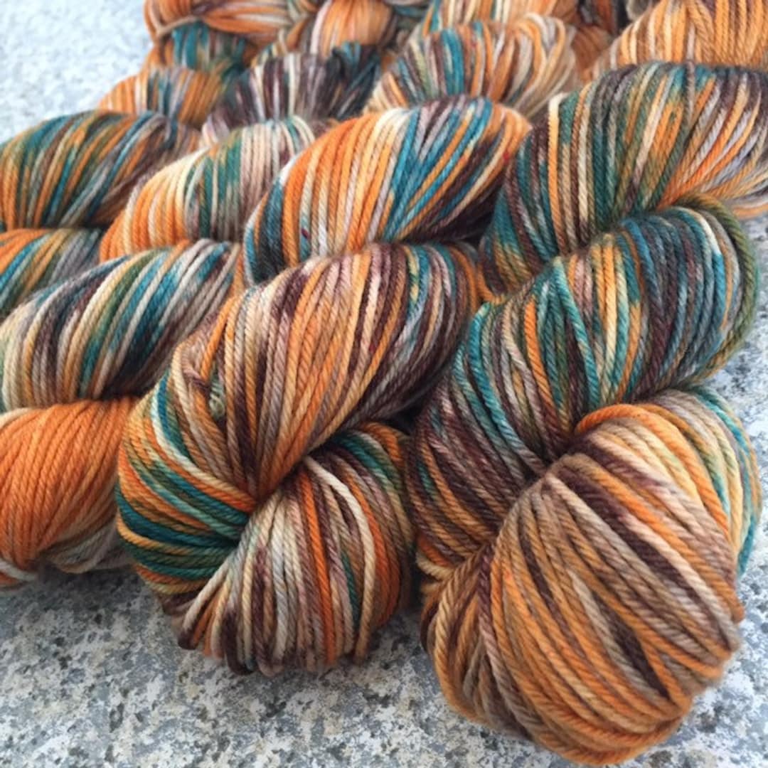 Hand Dyed Speckled DK Yarn: Superwash Merino Wool, Pompadour Colorway ...