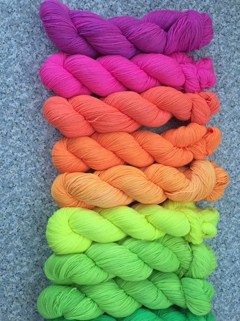 Neon Sock Yarn, Fluorescent Fingering Weight, 100g Skein - Etsy
