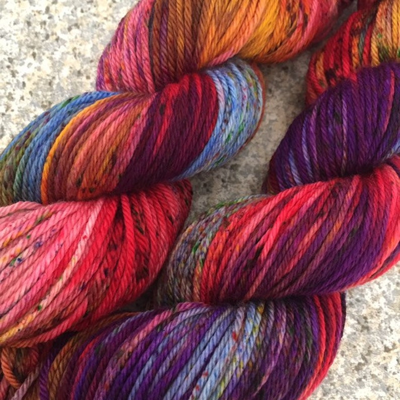 Hand Dyed Speckled Yarn Rainbow Yarn Worsted Weight PK | Etsy