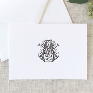 JM Interlocking Monogram Folded Note Cards, Wedding Stationery, 2 ...