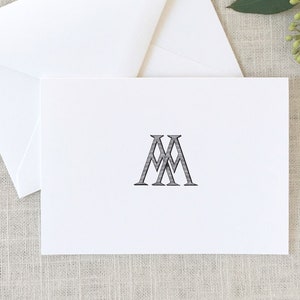 AA Interlocking Monogram Folded Note Cards, Wedding Stationery, 2 ...