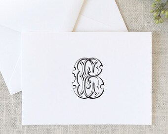 DD Interlocking Monogram Folded Note Cards, Wedding Stationery, 2 ...