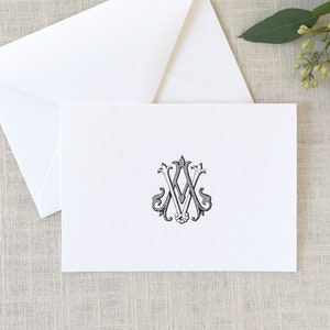 AV Interlocking Monogram Folded Note Cards, Wedding Stationery, 2 ...
