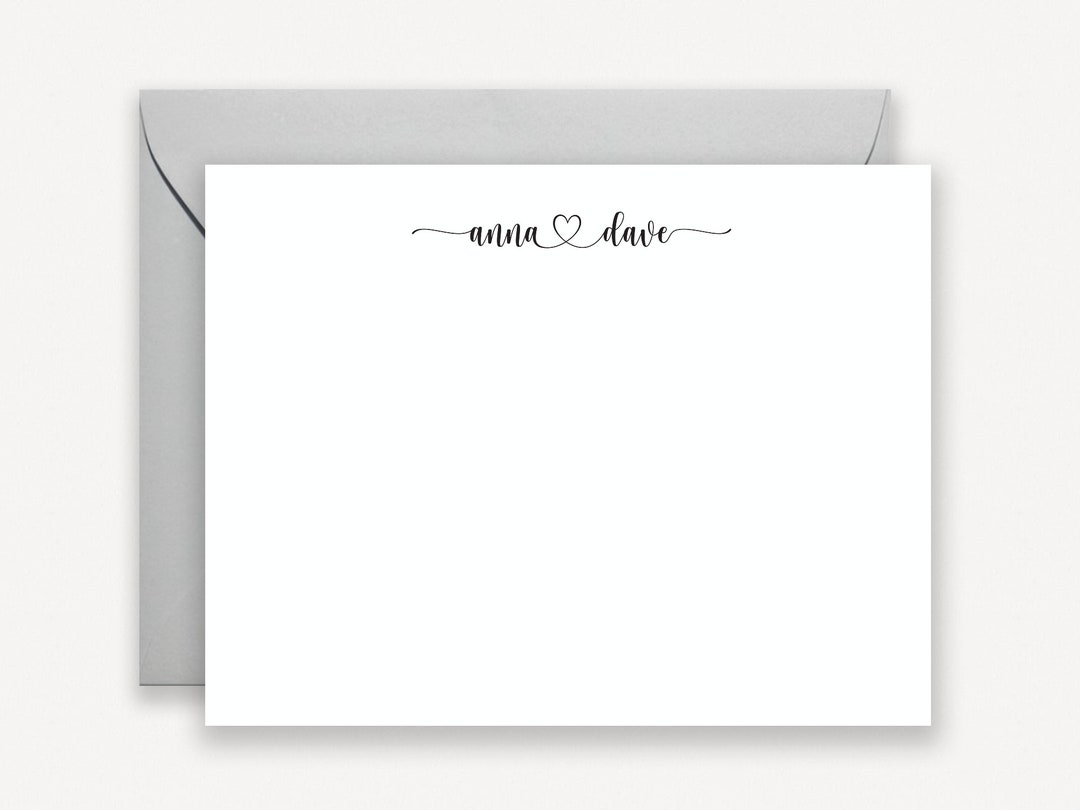 Modern Couples Stationary, Couples Note Cards, Classic Thank You Notes ...