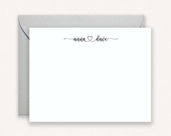 Modern Couples Stationary, Couples Note Cards, Classic Thank You Notes ...
