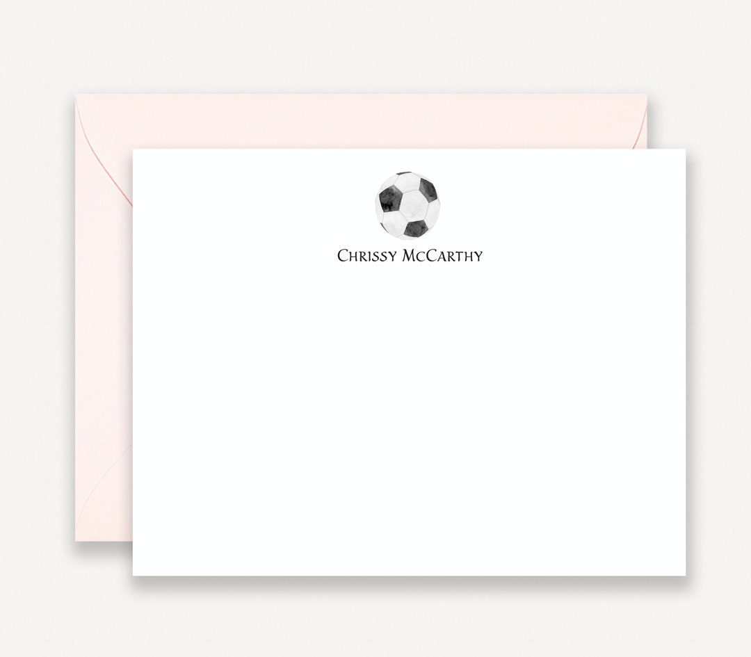 Soccer Ball Stationary, Personalized Note Cards With Envelopes, Soccer ...