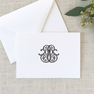 SS Interlocking Monogram Folded Note Cards, Wedding Stationery, 2 ...