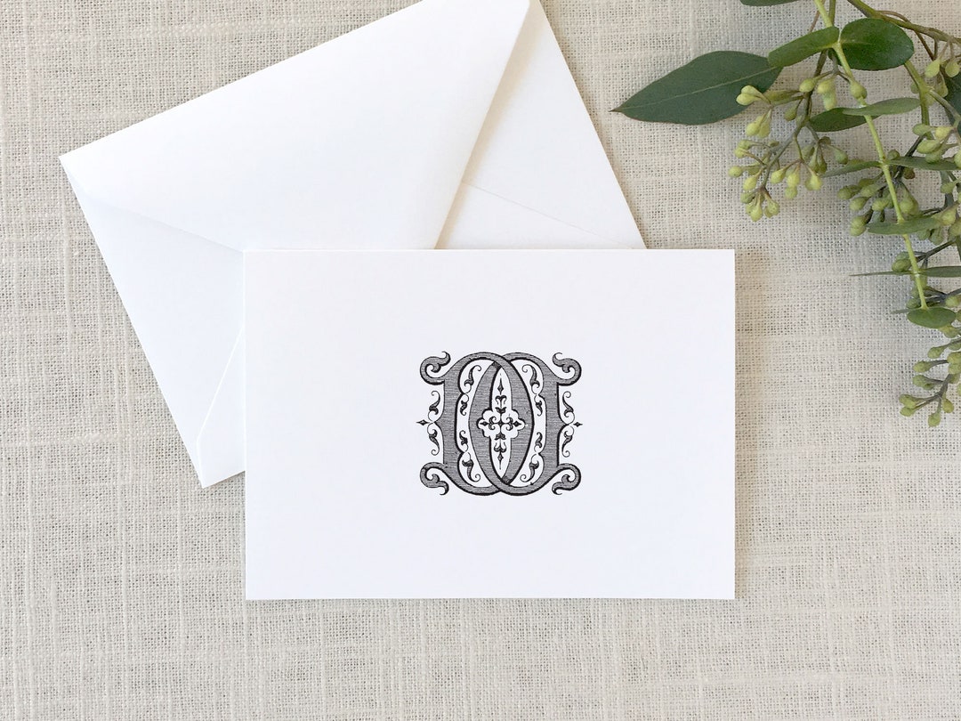 DD Interlocking Monogram Folded Note Cards, Wedding Stationery, 2 ...