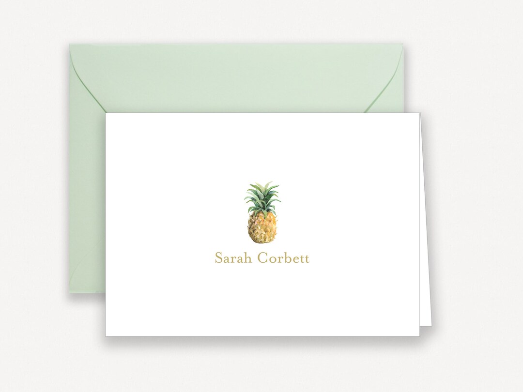 Pineapple Note Cards, Personalized Stationery, Pineapple Thank You ...