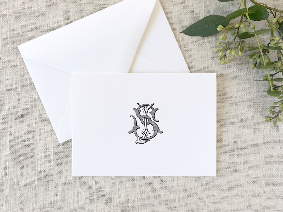 JS Interlocking Monogram Folded Note Cards, Wedding Stationery, 2 ...