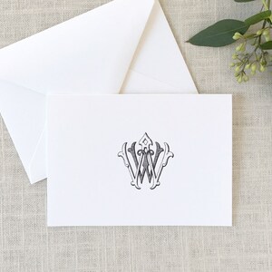 WW Interlocking Monogram Folded Note Cards, Wedding Stationery, 2 ...