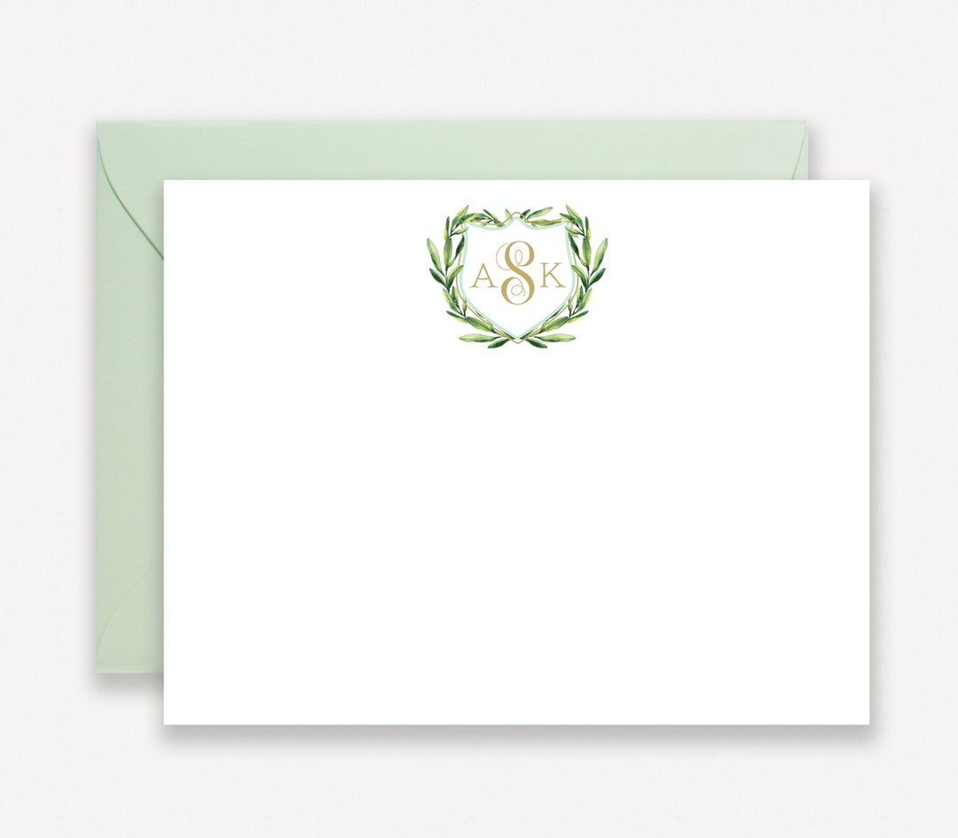 Watercolor Monogrammed Personalized Stationery for Women, Custom ...