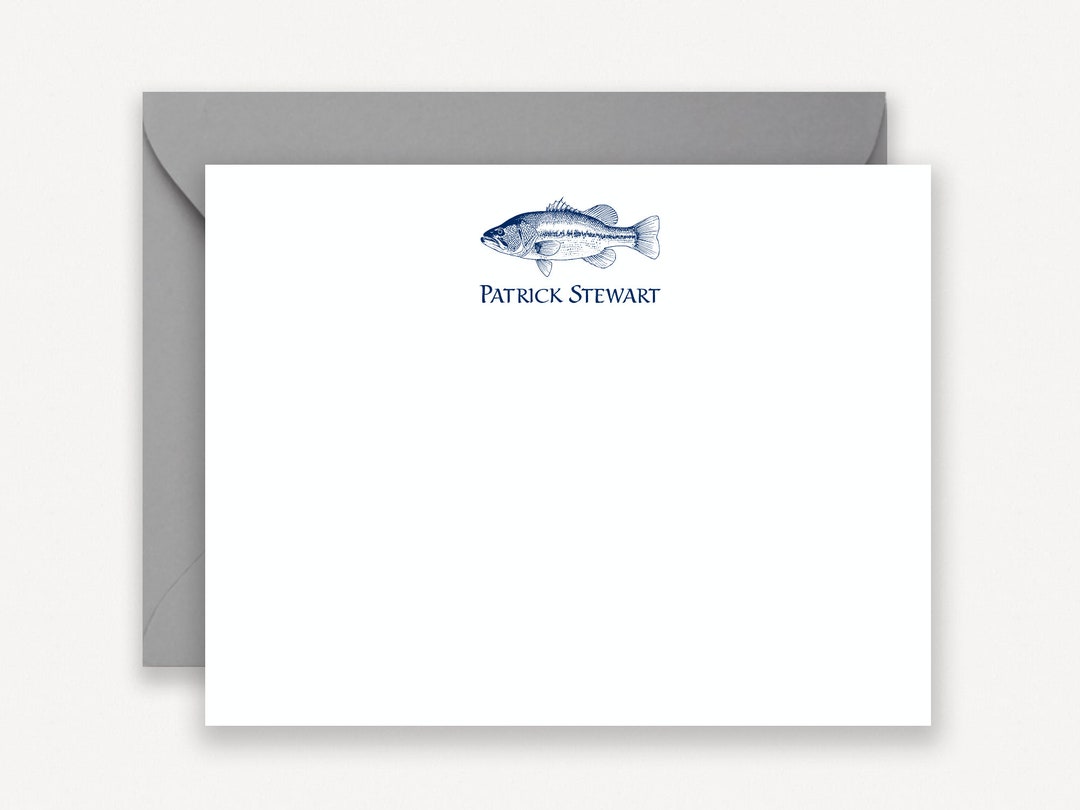 Bass Fish Note Cards, Note Cards for Men, Thank You Notes for Men ...