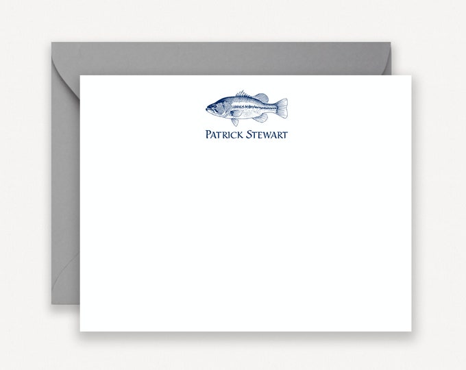 Bass Fish Note Cards, Note Cards for Men, Thank You Notes for Men ...
