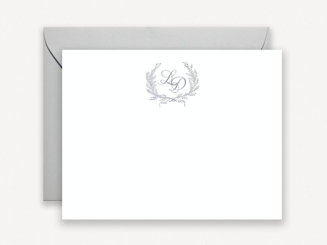 Laurel Wreath Stationary, Personalized Monogrammed Note Cards ...