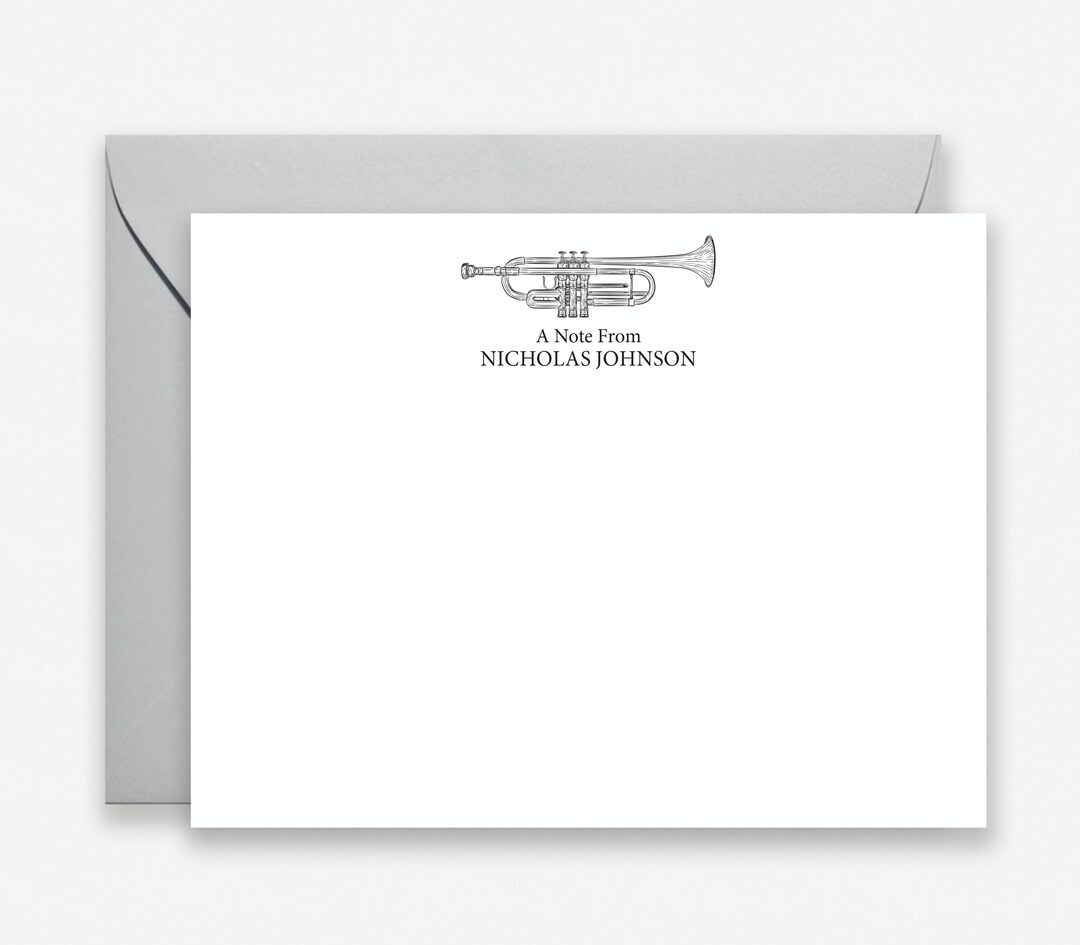 Trumpet Gift, Trumpet Stationary, Trumpet Player Gift, Note Cards for ...