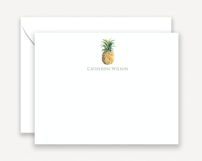 Watercolor Pineapple Note Cards, Pineapple Personalized Stationery ...