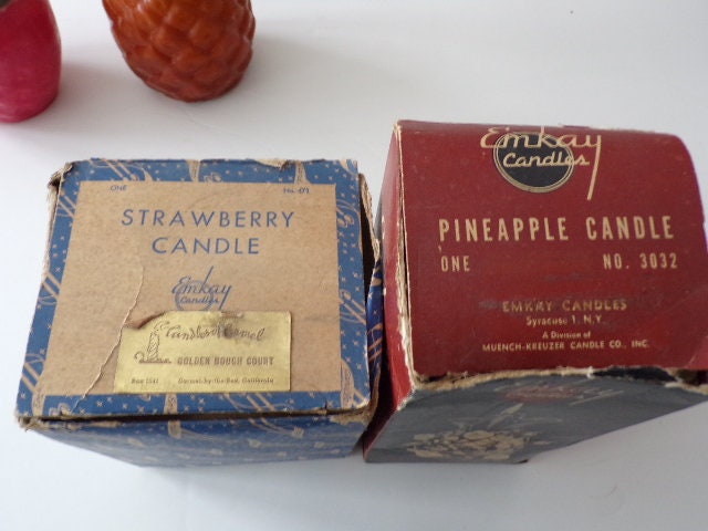 Vintage Emkay Pineapple & Strawberry Candles Old Boxes 6.5 In. - Etsy