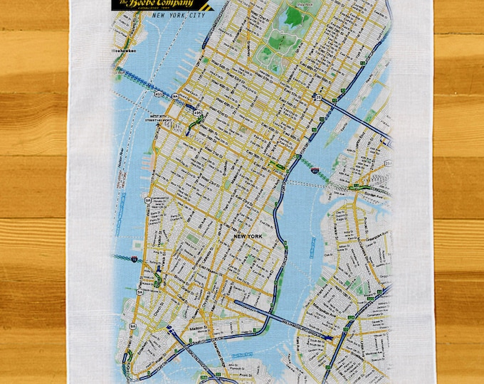 New York City - Soft NYC Manhattan Map Printed on Kerchief Handkerchief ...