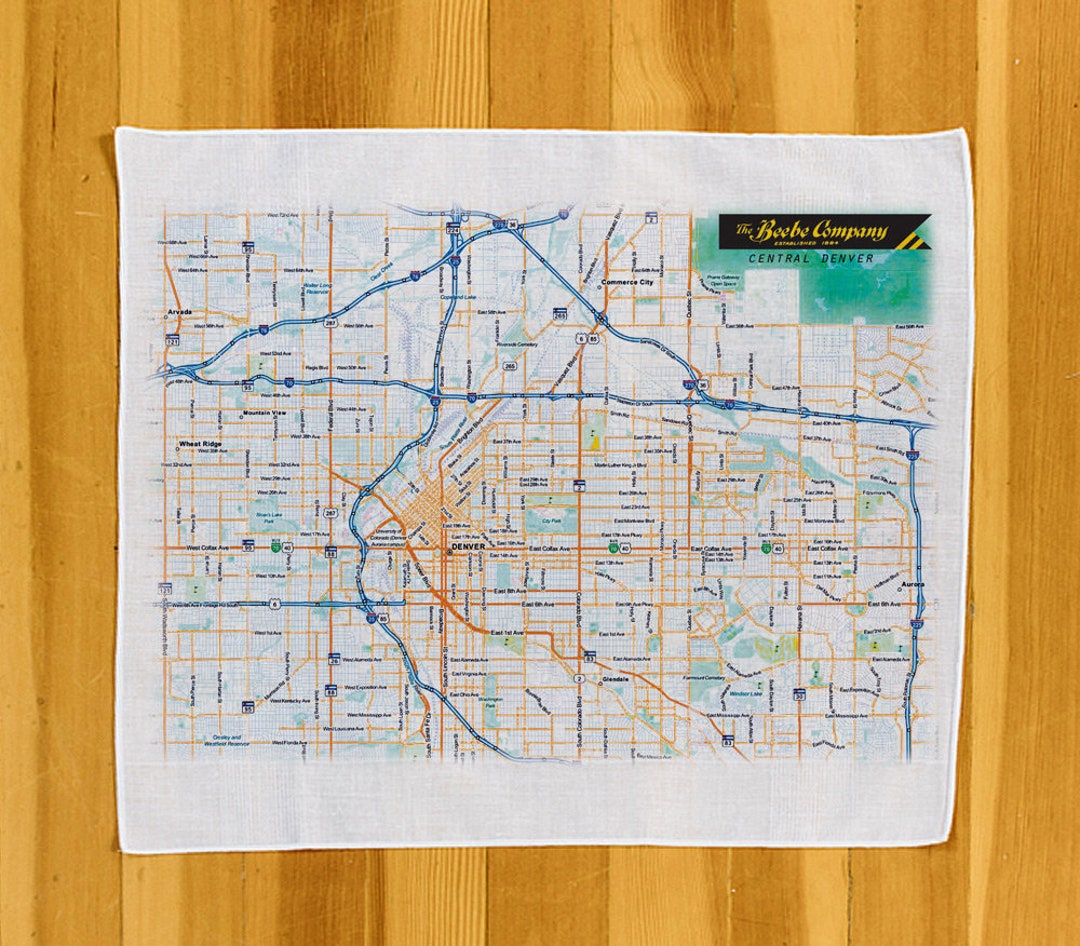 Denver - Soft City Map Printed on Kerchief Handkerchief - Etsy