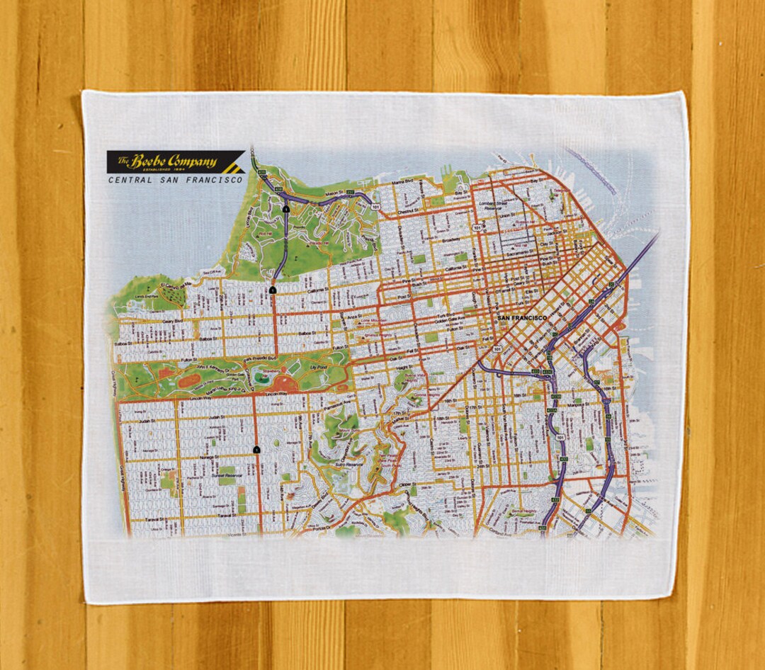 San Francisco - Soft City Map Printed on Kerchief Handkerchief - Etsy