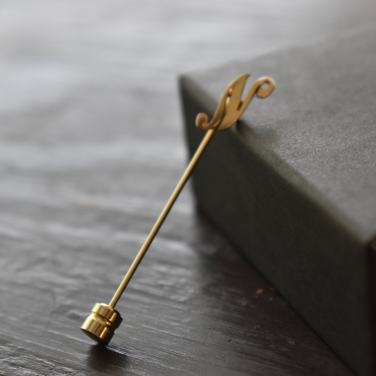 14K stick pin Letter N Initial pin / unmarked / tested | Etsy