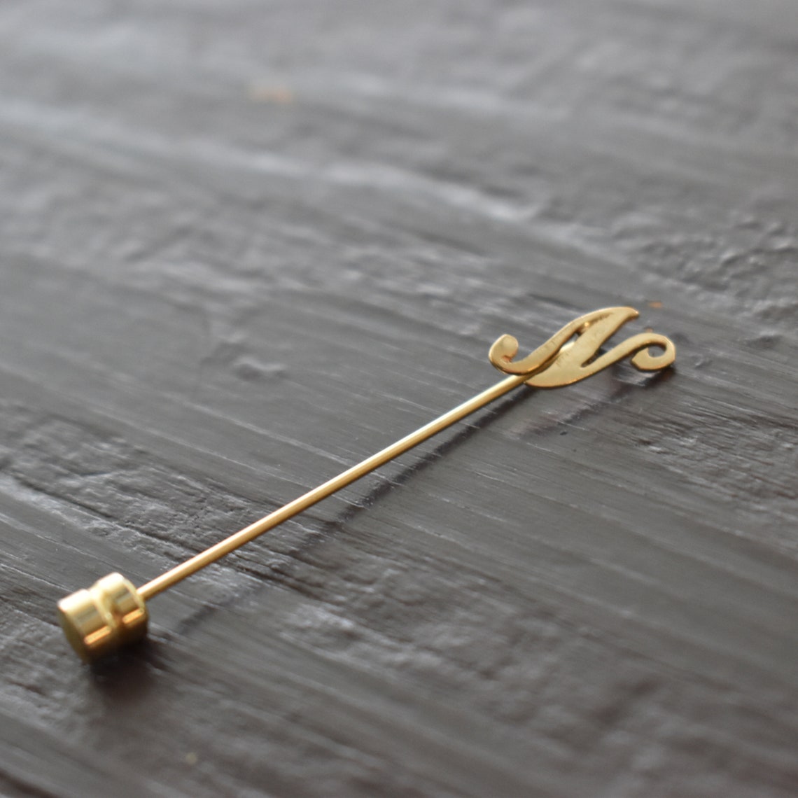 14K Gold Initial N Stick Pin: Elegant Script Letter Lapel Pin - Etsy