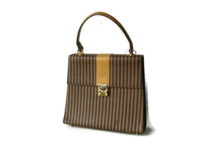 Authentic Vintage Fendi Handbag. Elegant Fendi Striped Bag. - Etsy