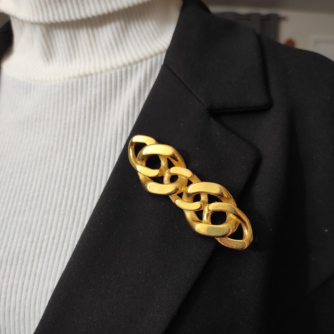 Chunky Oversized Chain Link Broch 90s Contemporary Party Pin Jewelry ...