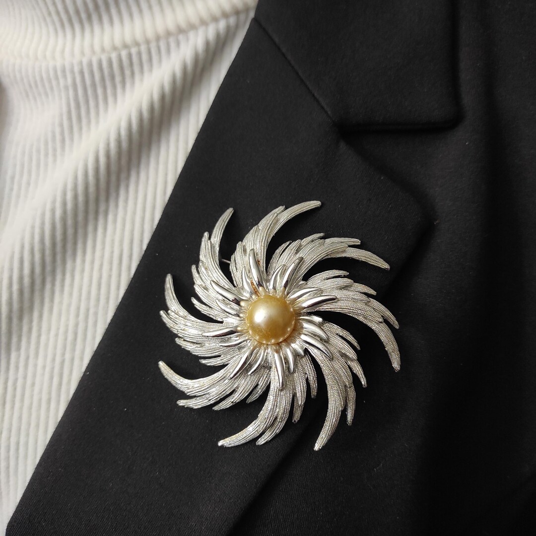 Oversized Flower Pin Wedding Faux Pearl Huge Floral Brooch Christmas ...