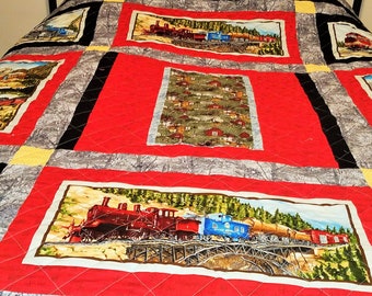 Train quilt | Etsy