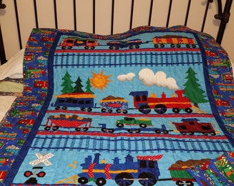 Train quilt | Etsy