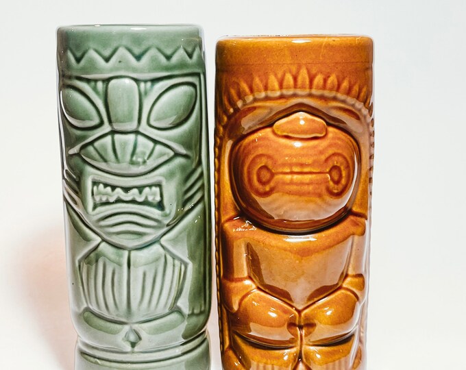 Set of Two Mismatched Tiki Mugs - Etsy