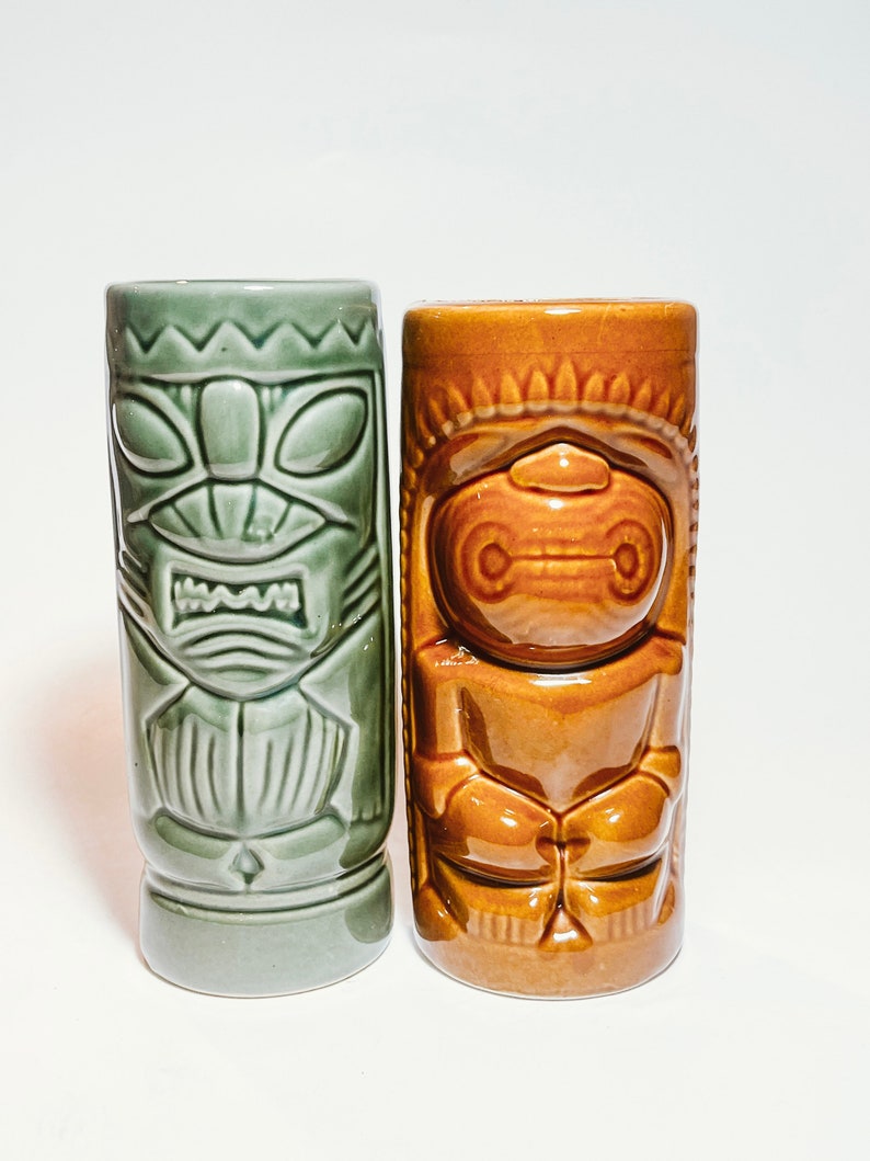 Set of Two Mismatched Tiki Mugs - Etsy