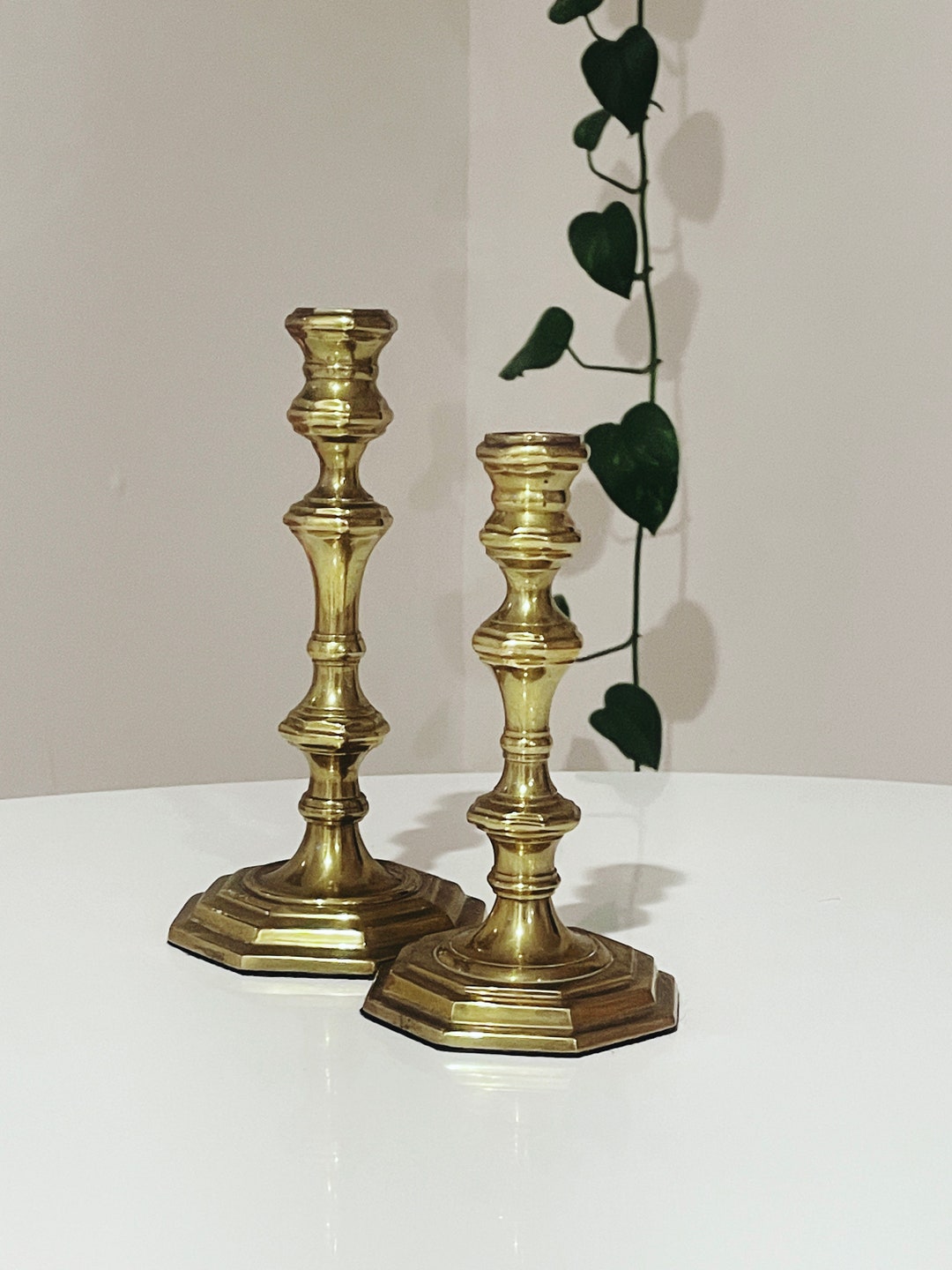 Set of Two Vintage Brass Candlesticks Made in India - Etsy