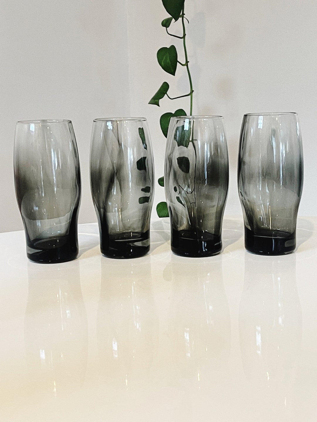 Set of Four Libbey Black Swirl Water Iced Tea Glasses Tumblers - Etsy