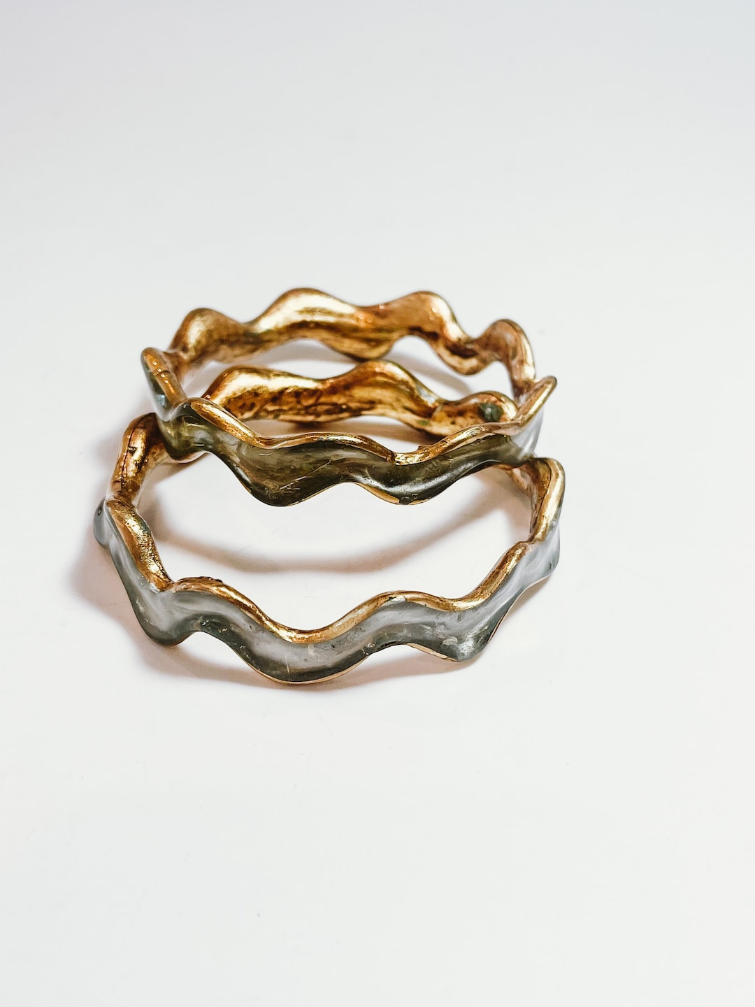 Set of Two Wavy Bangles - Etsy