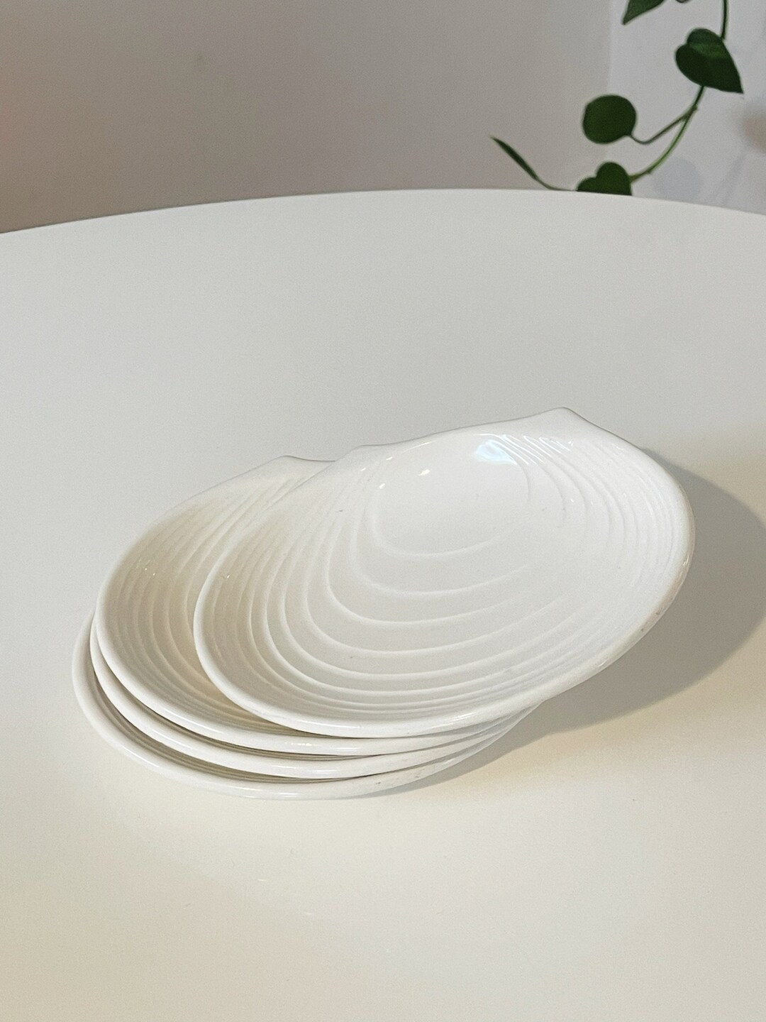 Set of Four Ceramic Clamshell Plates Made in Japan - Etsy