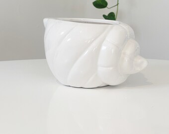 Vintage Ceramic White Conch Shell Planter - Etsy