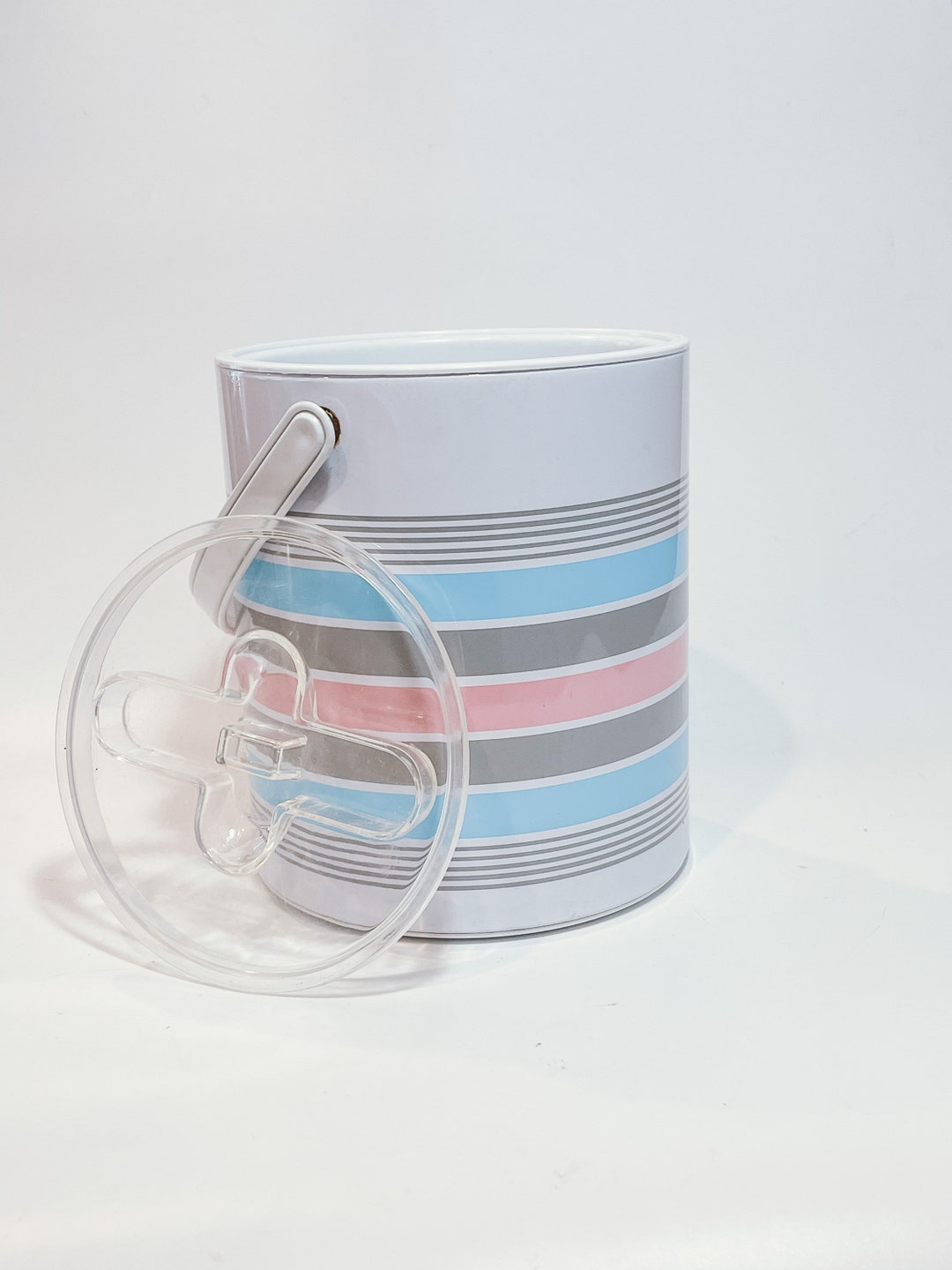Vintage 1980’s Pastel Striped Ice Bucket - Etsy