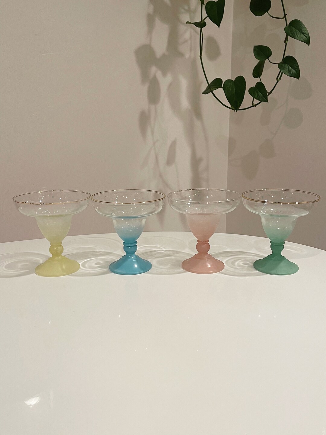 Set of Four Blendo Mismatched Frosted Margarita Glasses/dessert Cups ...