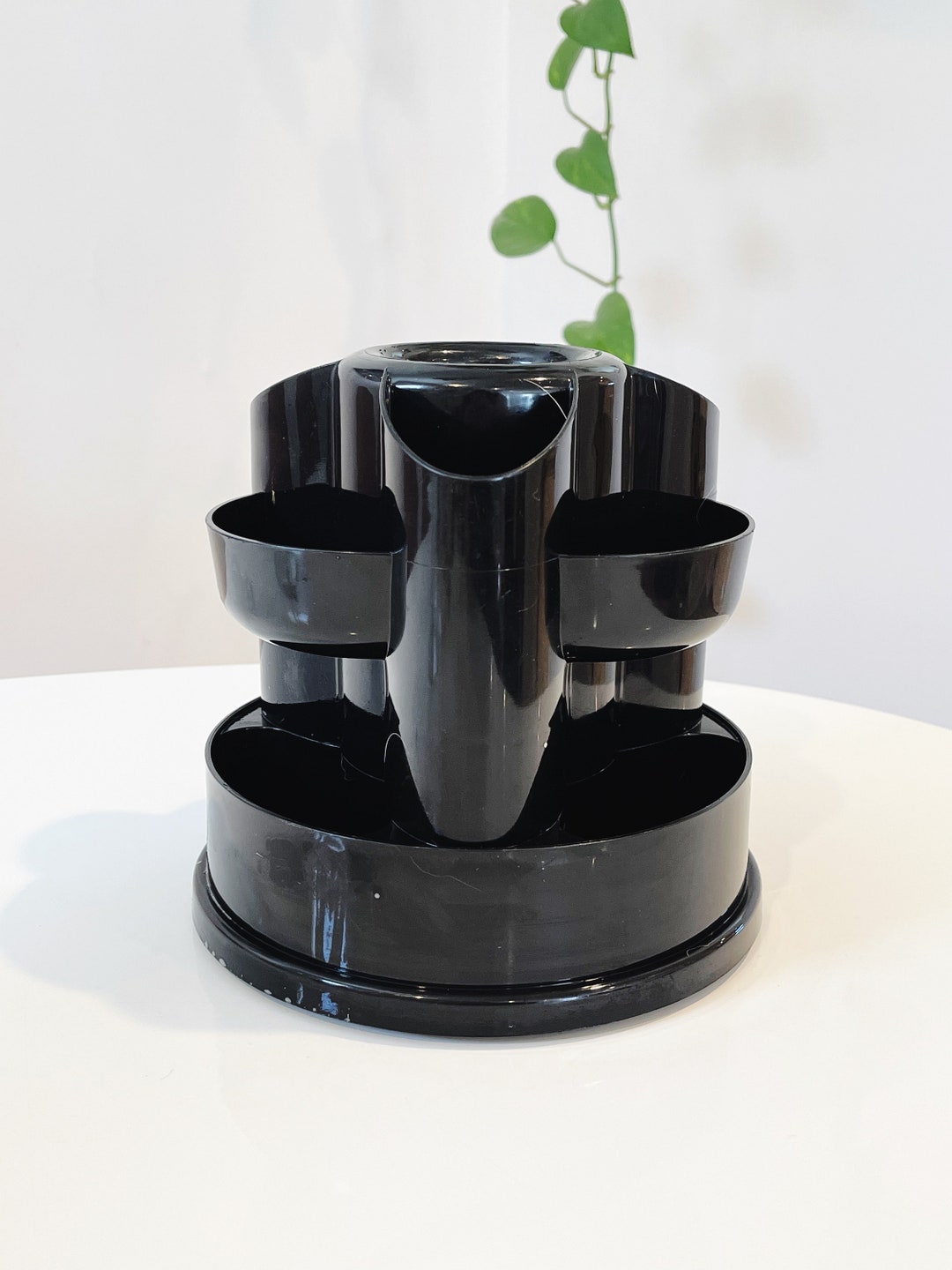 Black Plastic Space Age Rotating Desk Organizer Modular Lady Susan - Etsy