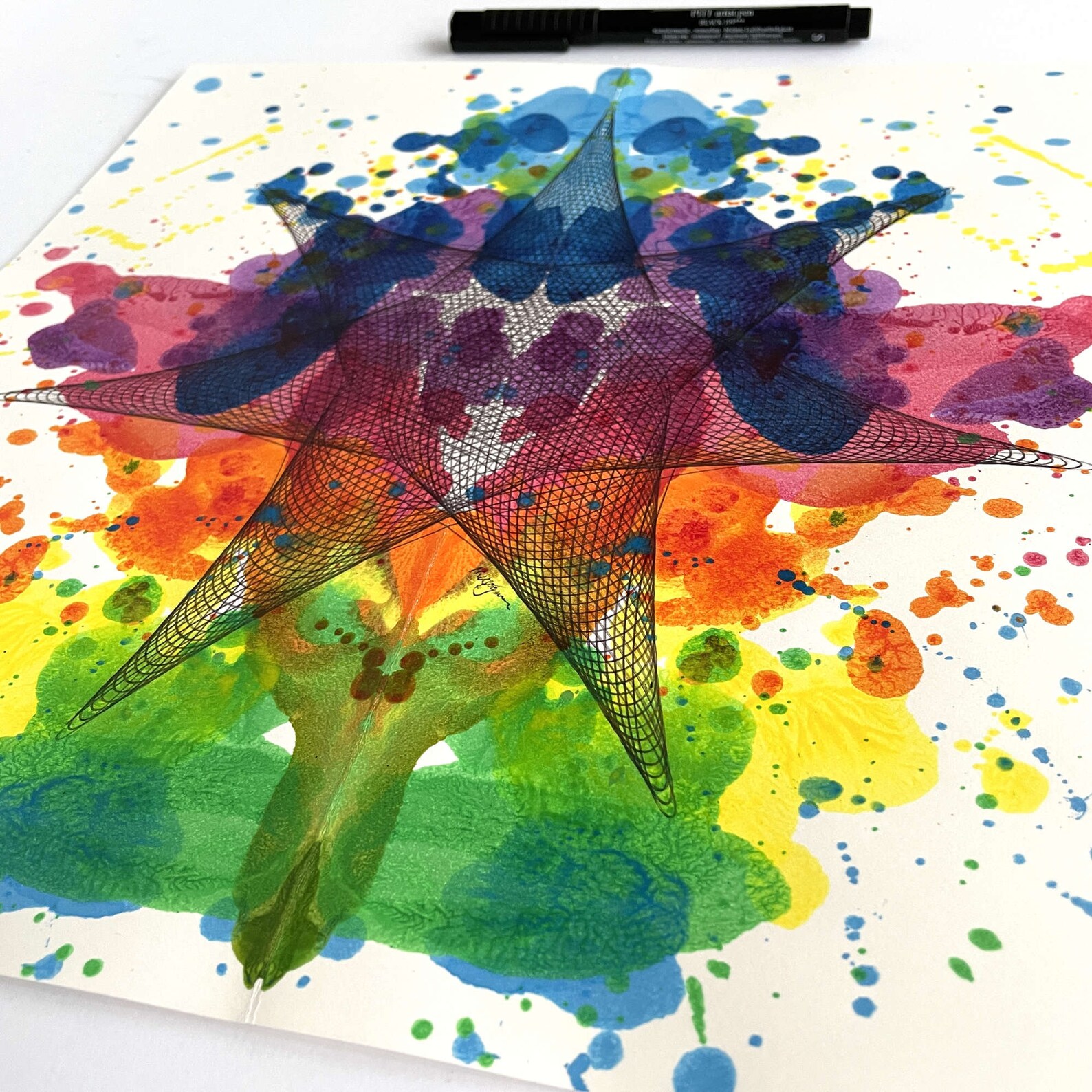 Ink Blot Painting Vibrant Abstract Art Rainbow Colors Wall | Etsy