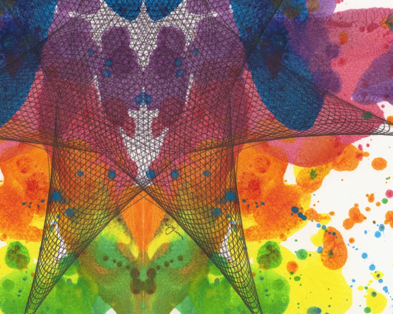 Ink Blot Painting Vibrant Abstract Art Rainbow Colors Wall | Etsy